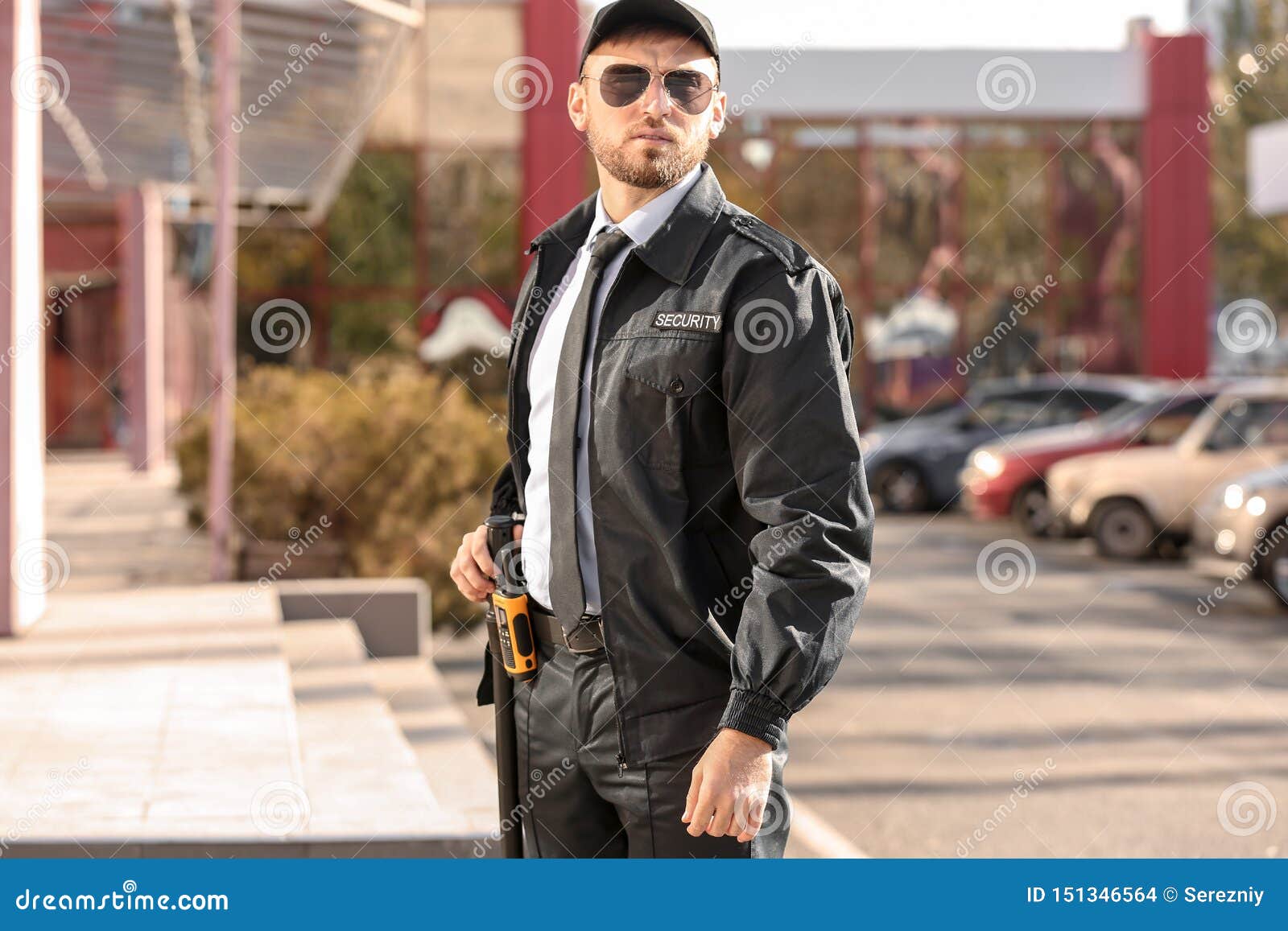 Male Security Guard Outdoors Stock Photo - Image of safeguard, person ...