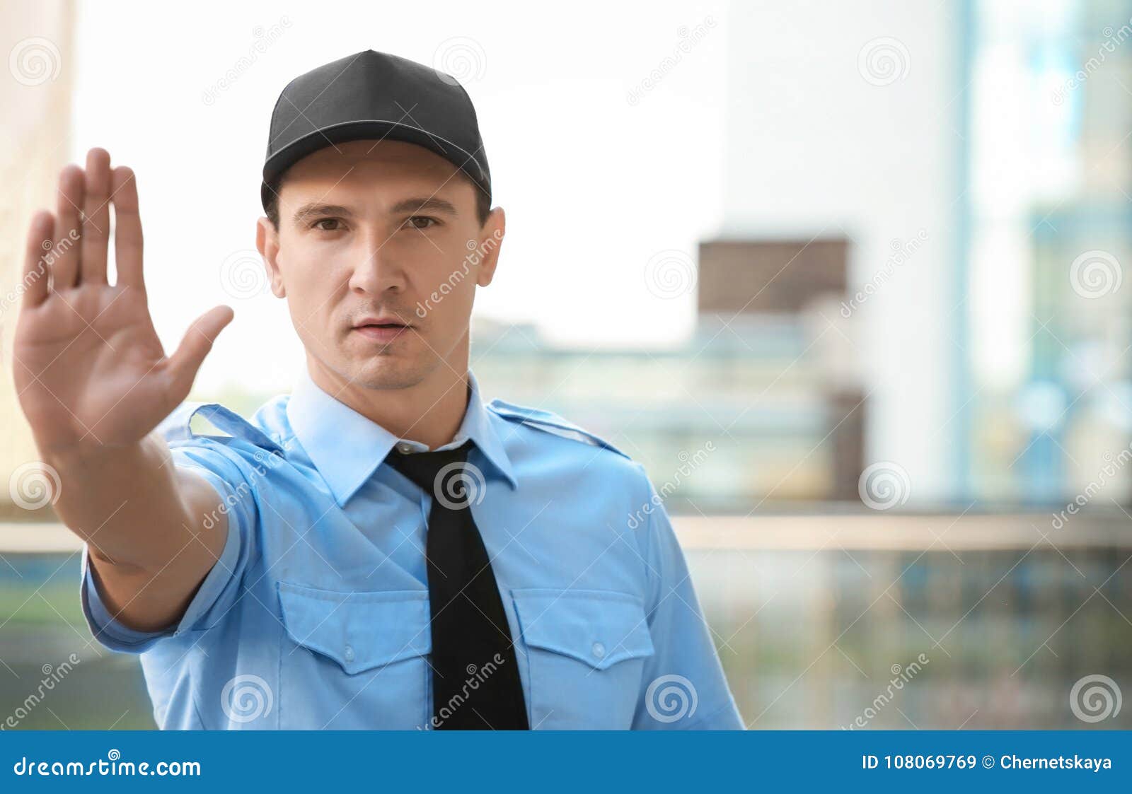 Male Security Guard Showing Stop Gesture, Stock Image - Image of ...