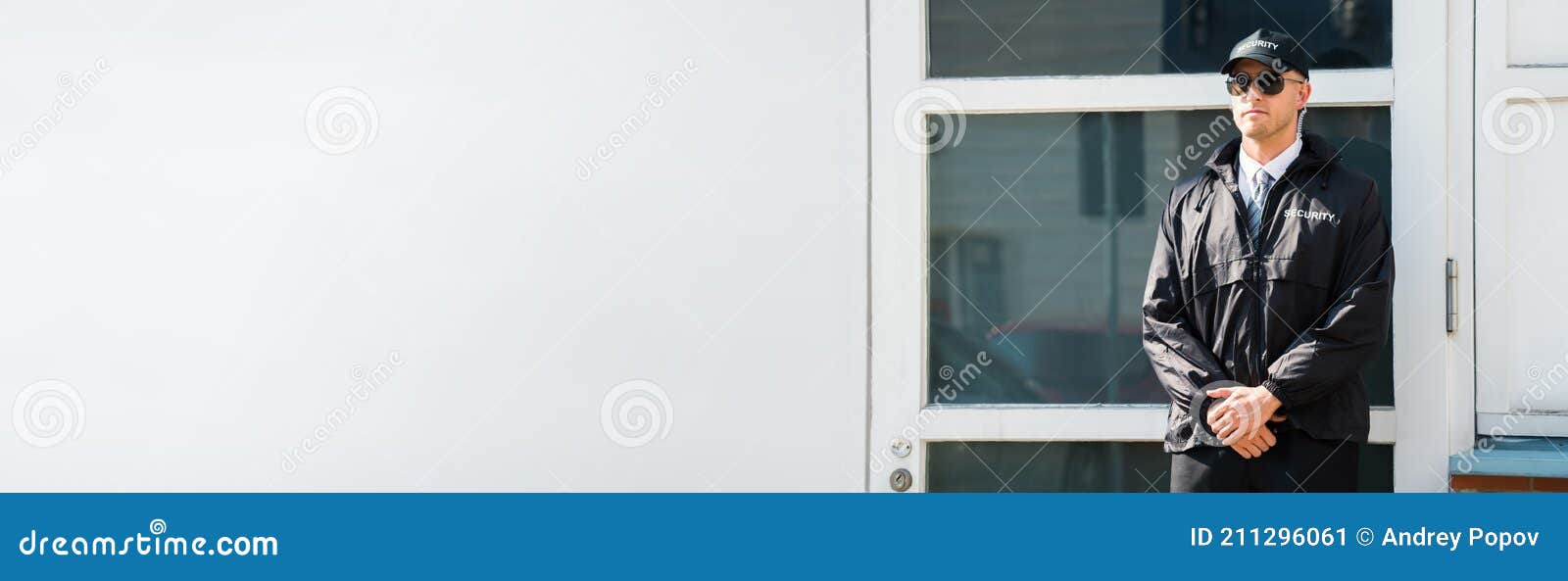 Male Security Guard Standing at the Entrance Stock Image - Image of ...