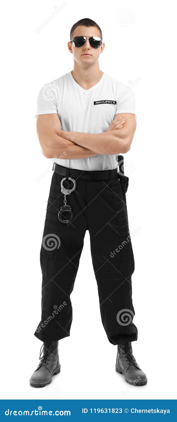 Male Security Guard in Uniform Stock Image - Image of duty, crossed ...