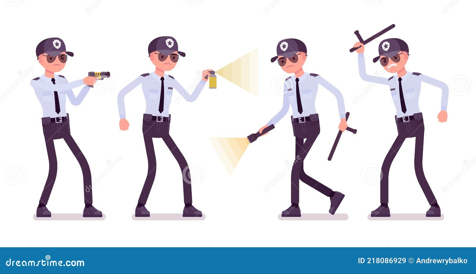 Male Security Guard at Work Stock Vector - Illustration of baton ...