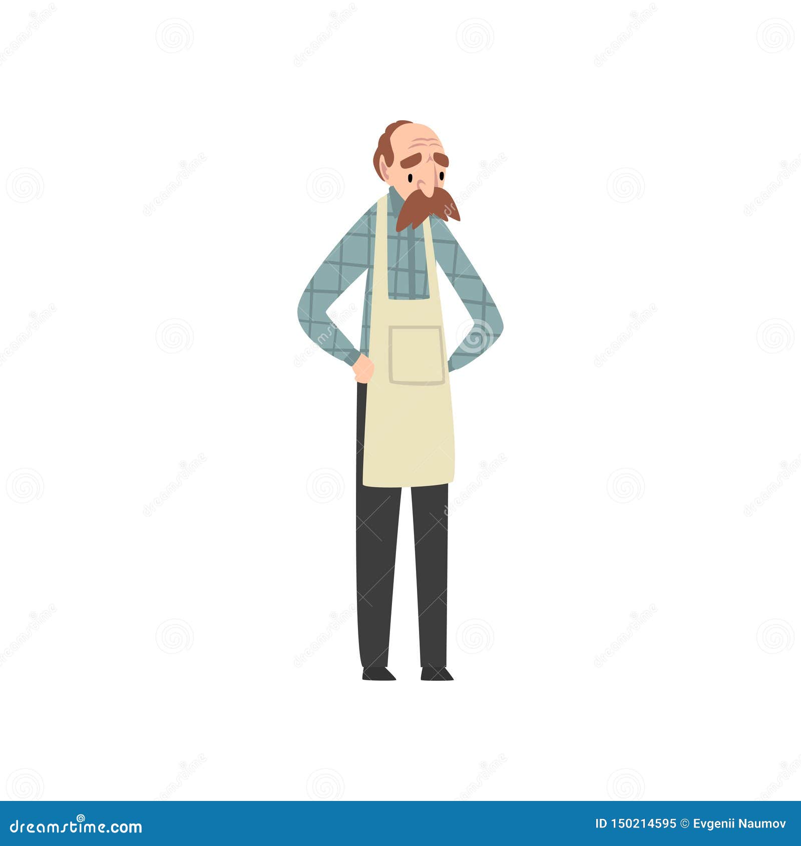 Male Seller, Senior Man in Apron Vector Illustration Stock Vector ... Male Seller, Senior Man in Apron Vector Illustration Stock Vector ...