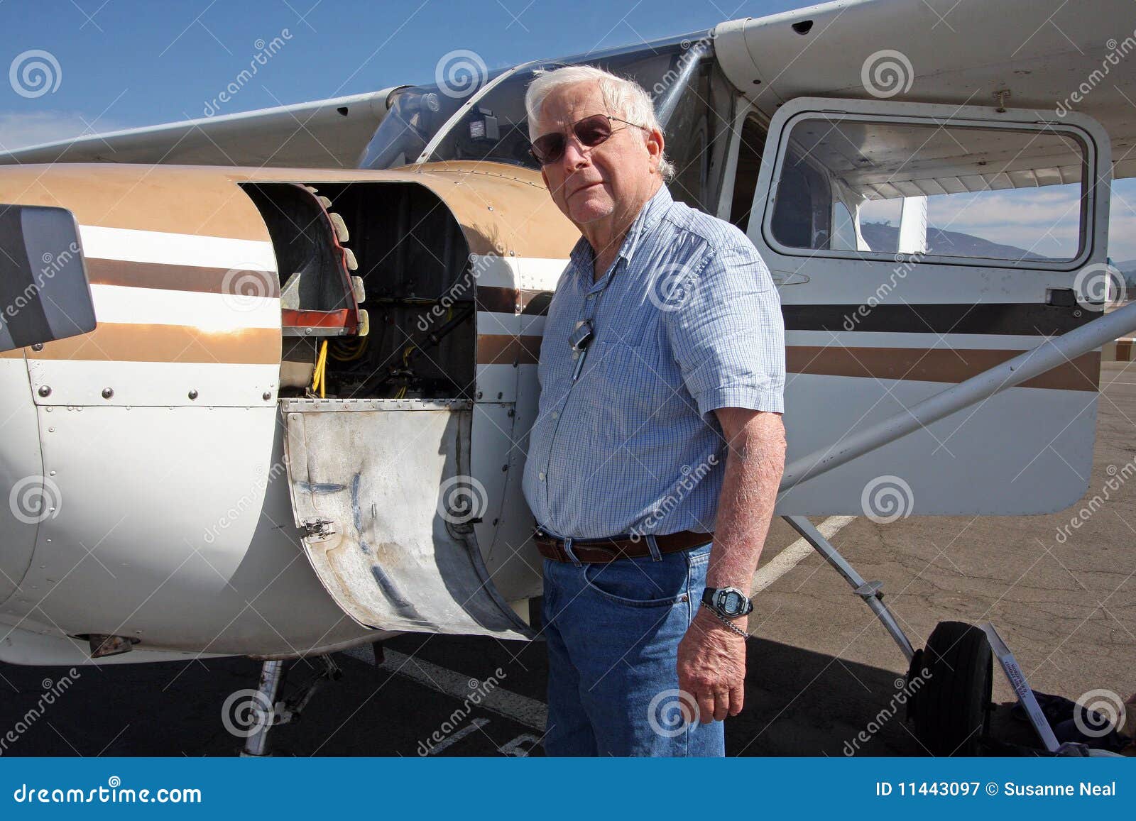 Male Senior and Private Airplane Stock Image - Image of healthy ...