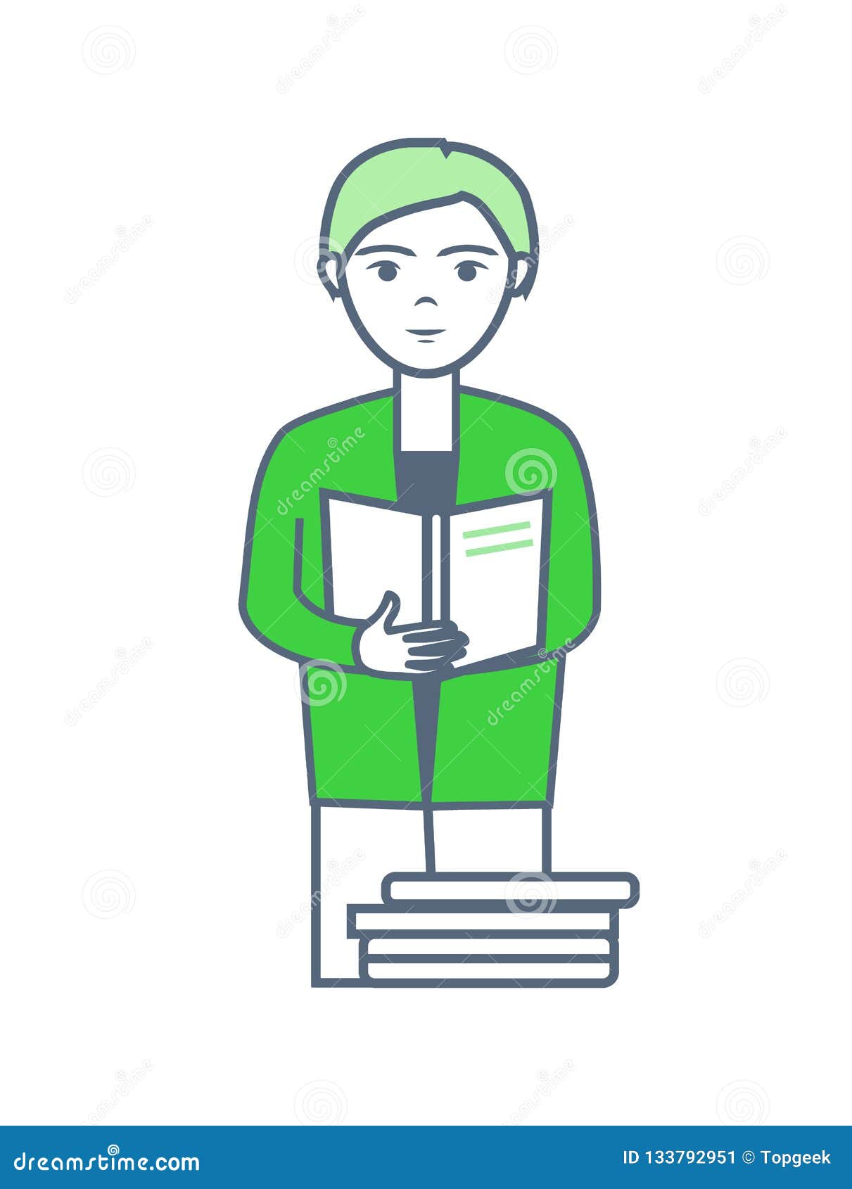Male Seriously Reading Document Isolated Vector Stock Vector ...