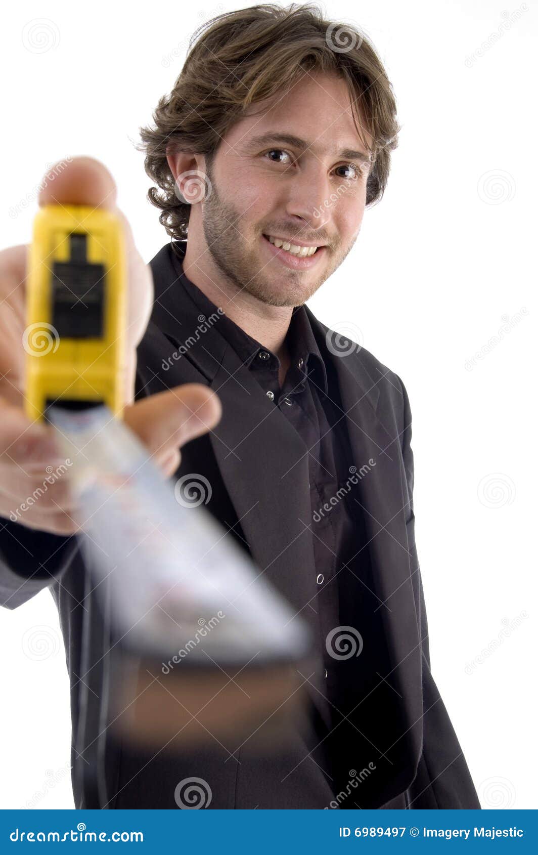 Male Showing Measuring Tape Stock Image - Image of male, meter: 6989497