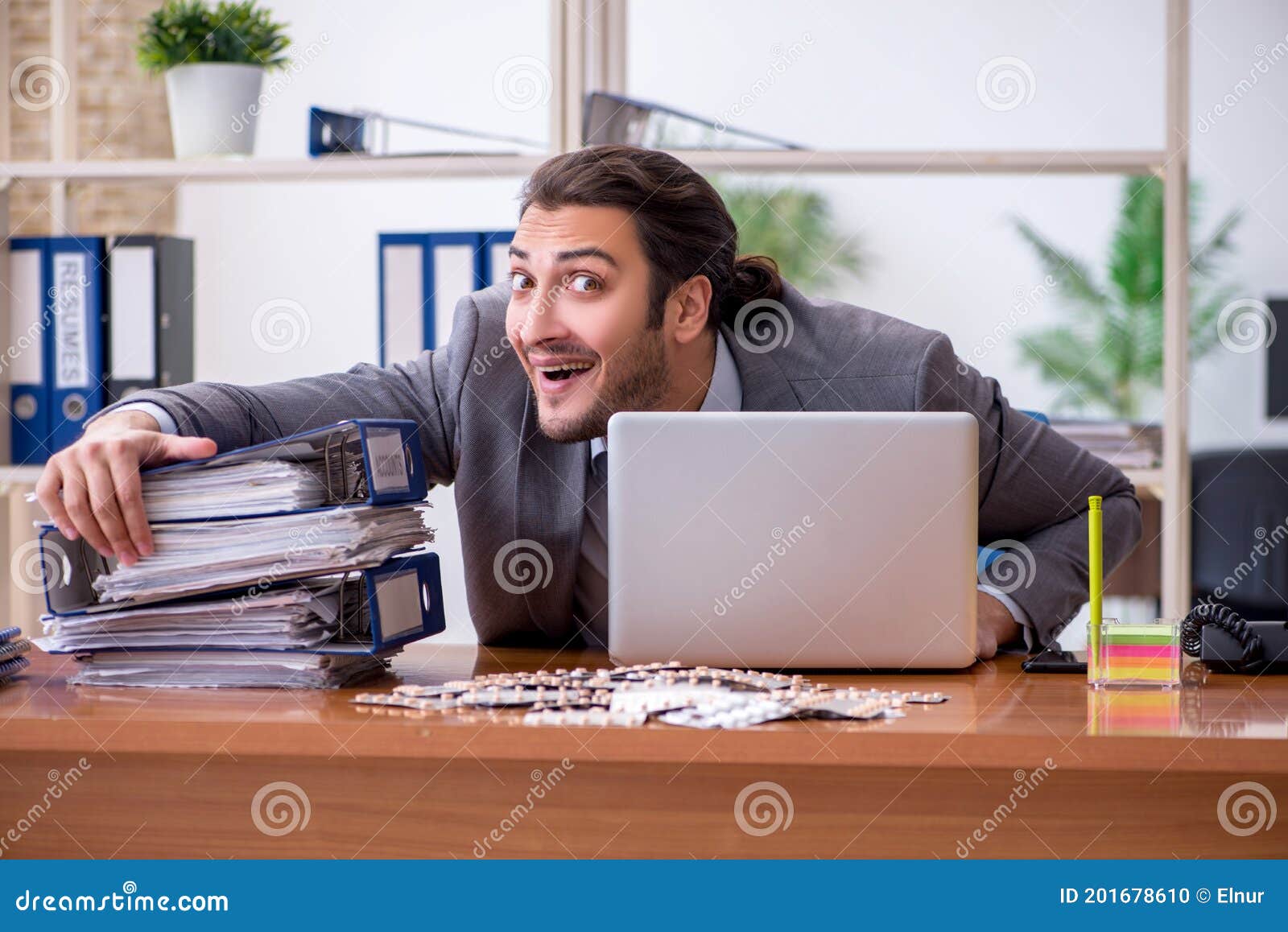 Young Male Sick Employee Suffering at Workplace Stock Photo - Image of ...