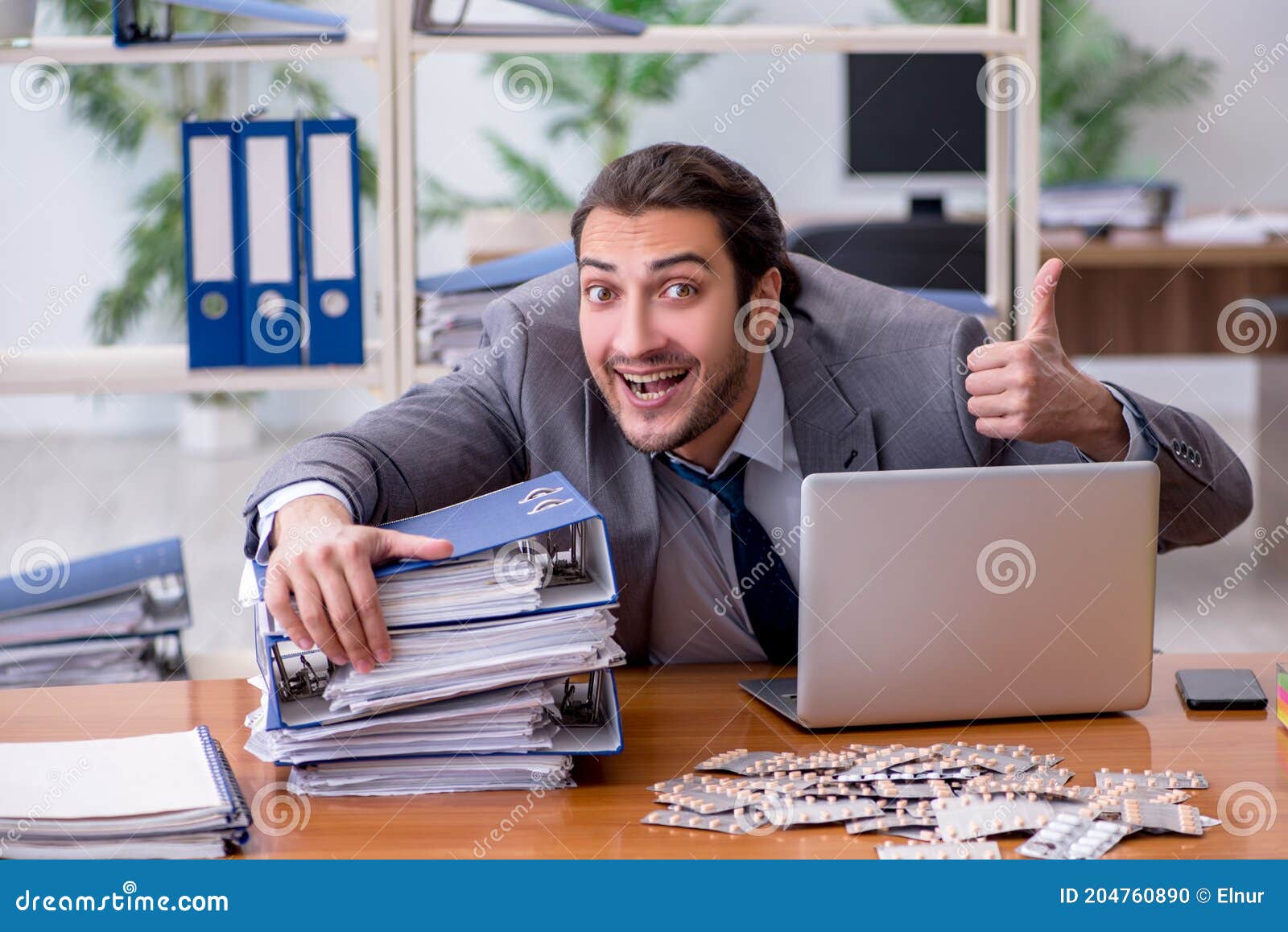 Young Male Sick Employee Suffering at Workplace Stock Photo - Image of ...