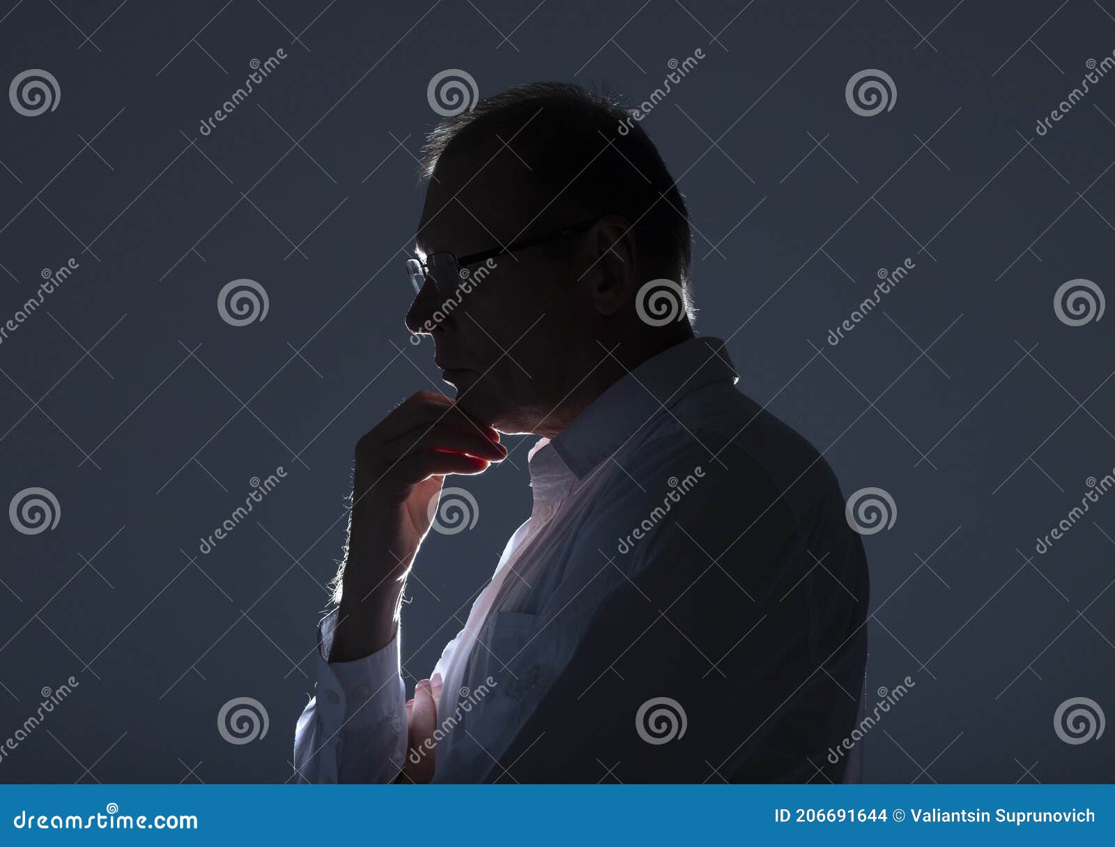 Male Silhouette With Backlit And Shadow In Glasses Stock Photography ...