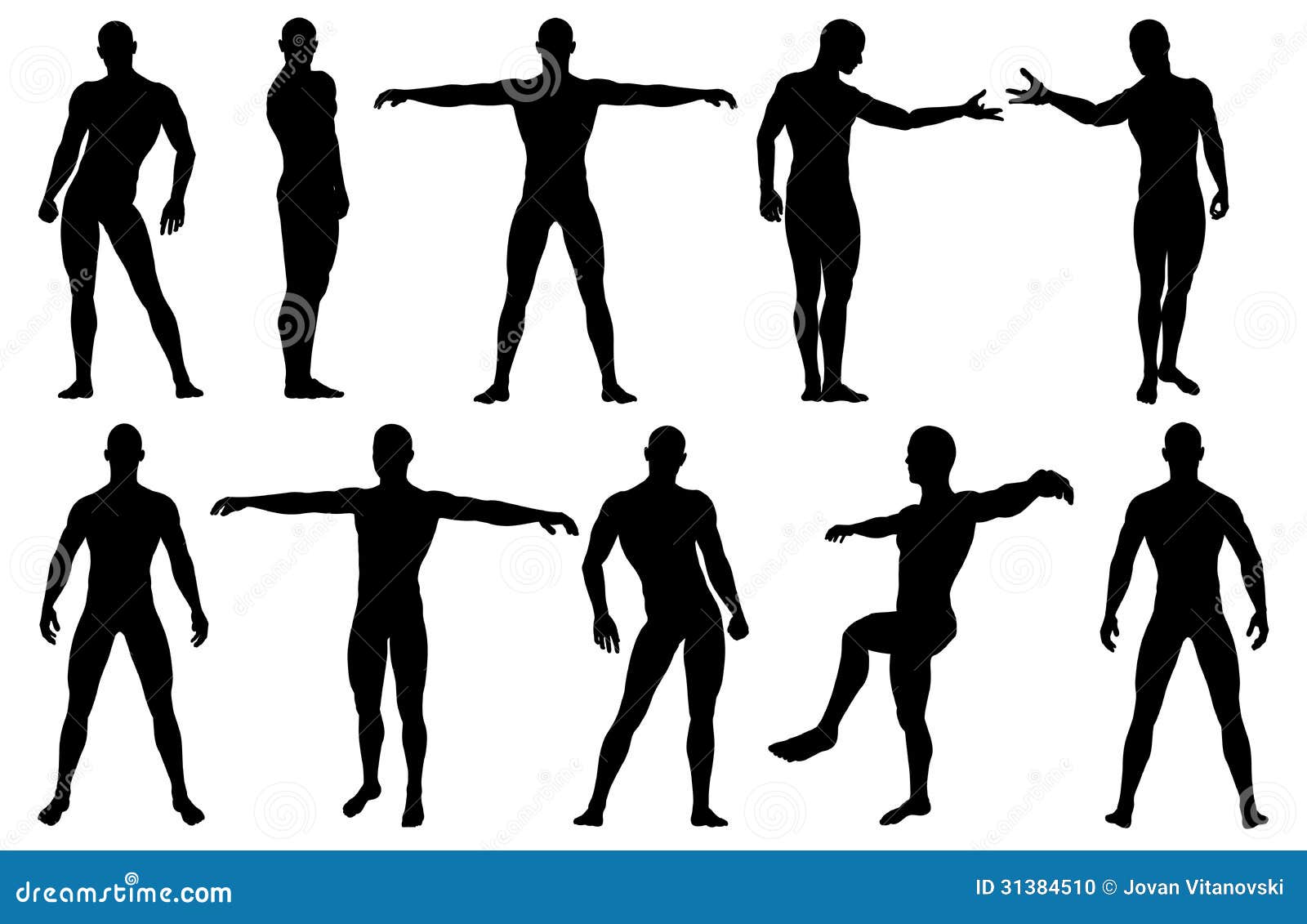 Male silhouettes posing stock illustration. Illustration of outline ...