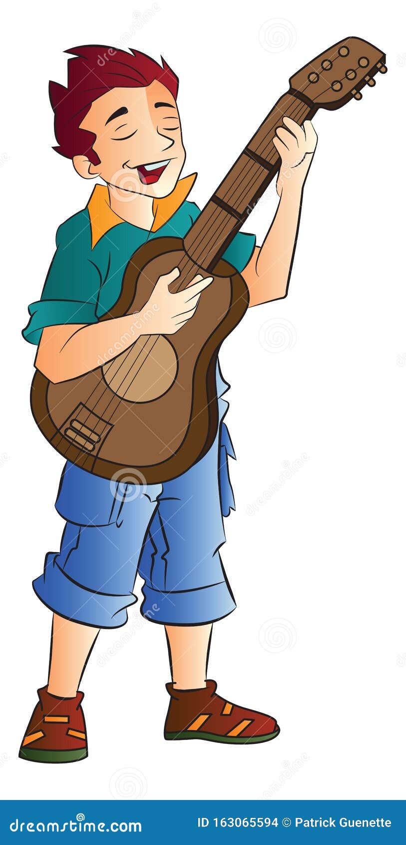 Male Singer and Guitarist, Illustration Stock Vector - Illustration of ...