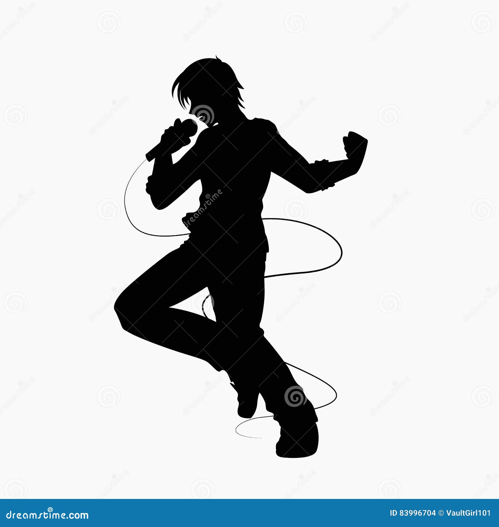 Male Singer Silhouette on White Background Vector Stock Vector ...