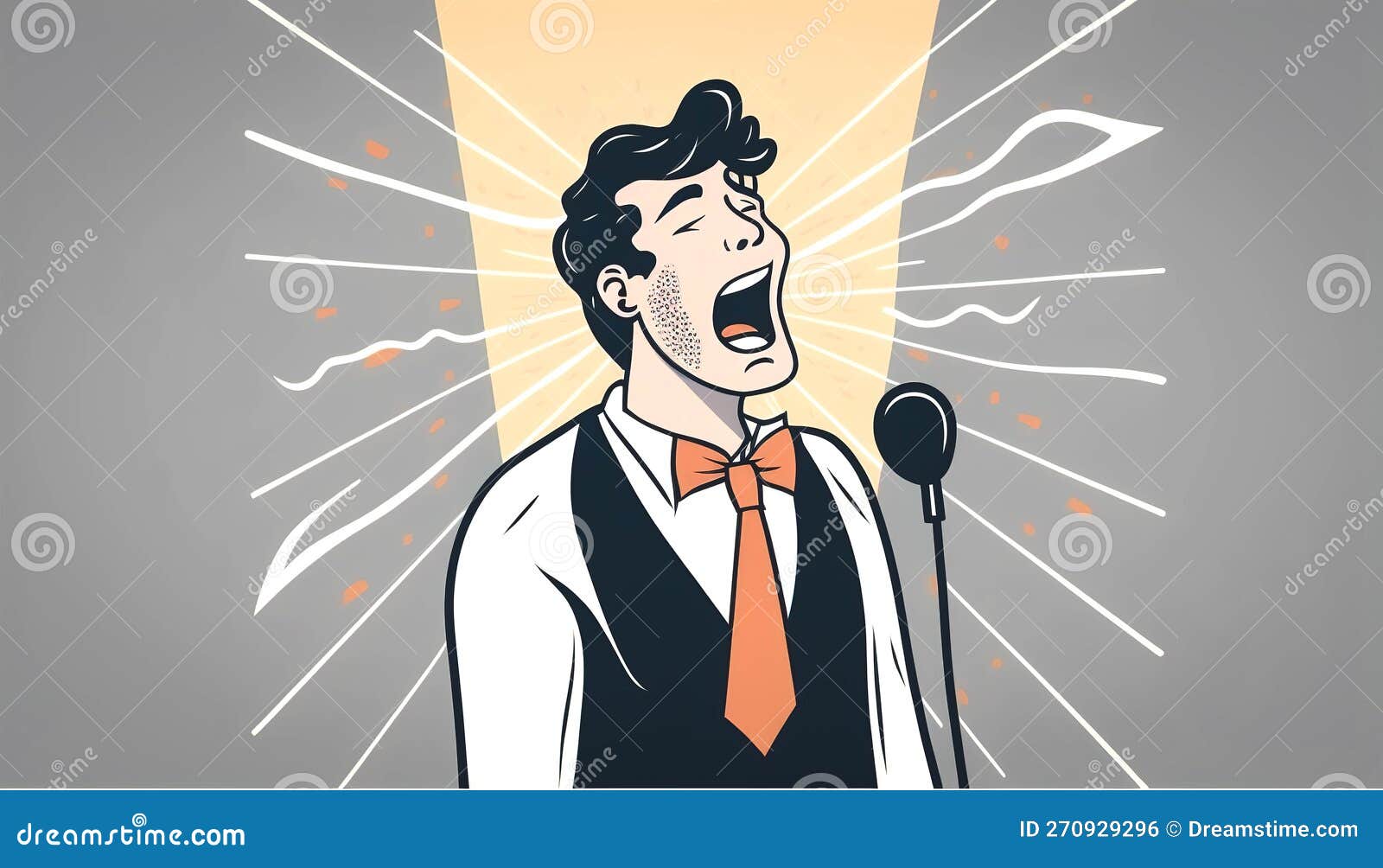 A Male Singer Sings into a Microphone, Generative AI. Stock ...