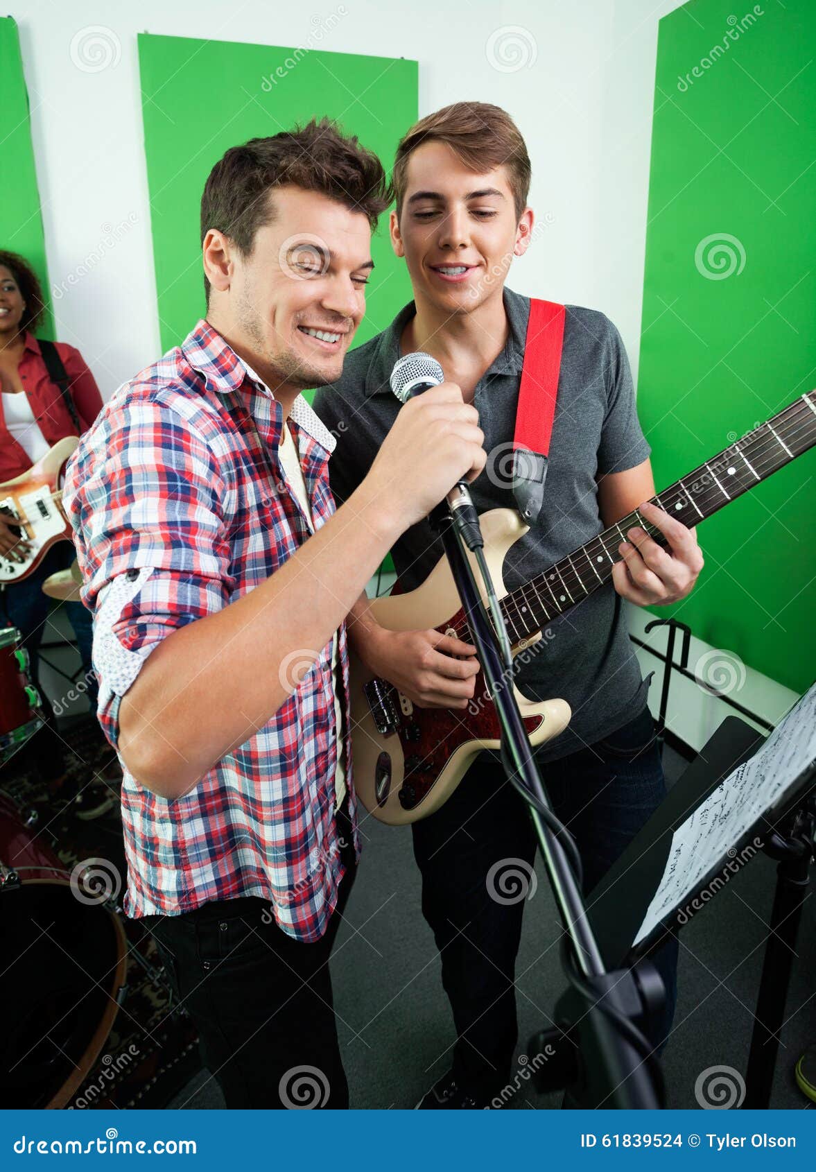 Male Singers Performing in Recording Studio Stock Photo - Image of ...