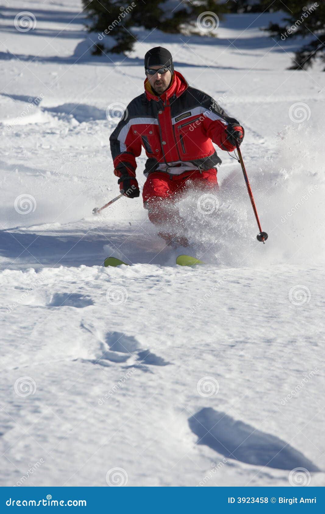 Male skier in powder stock photo. Image of sport, active - 3923458