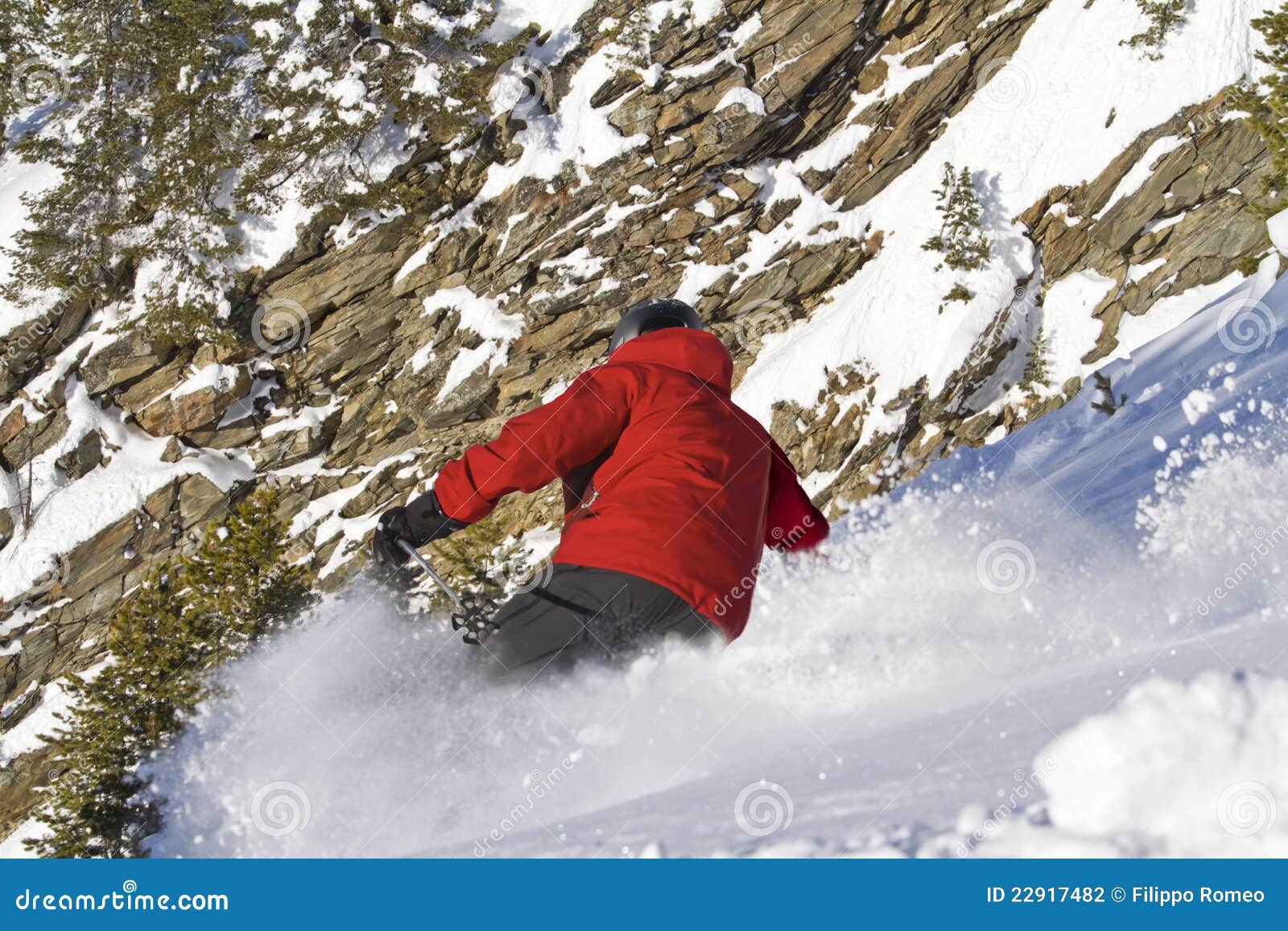 Male Skiing in Sloping Position Stock Photo - Image of outdoor, leisure ...