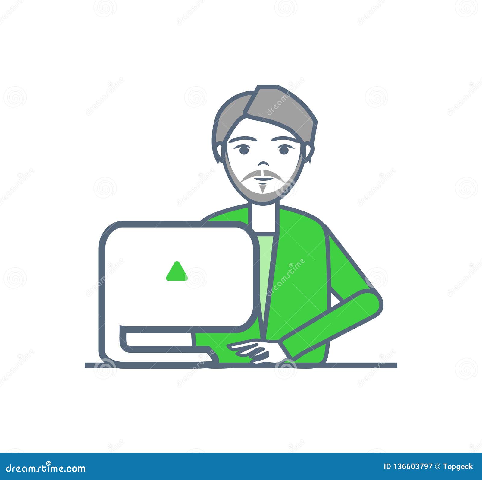 Male Smart Worker Laptop Gadget Isolated Vector Stock Vector ...