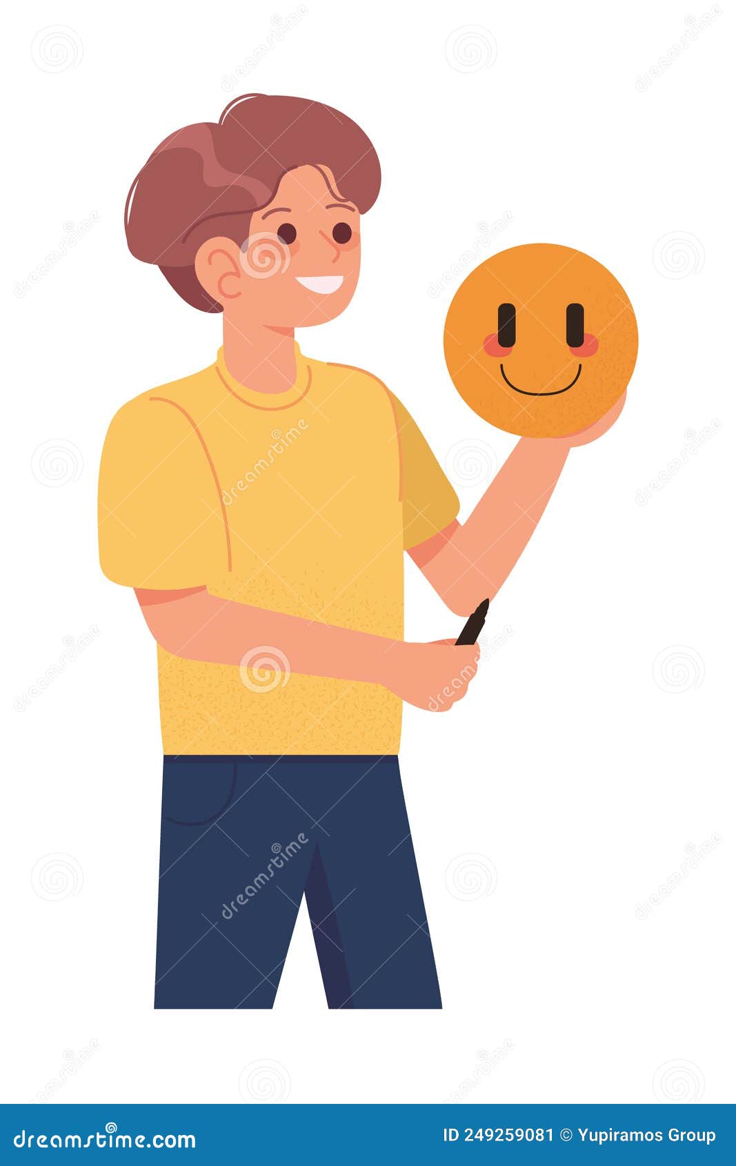 Male with smiley emoji stock vector. Illustration of expression - 249259081