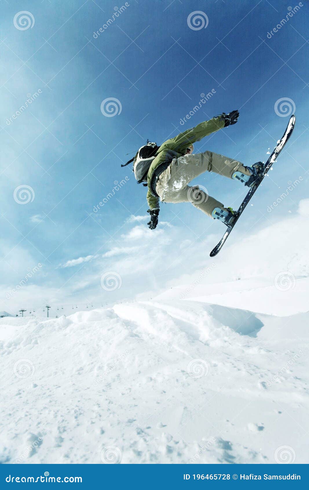 Male Snowboarder in Air. Conceptual Image Stock Photo - Image of ...