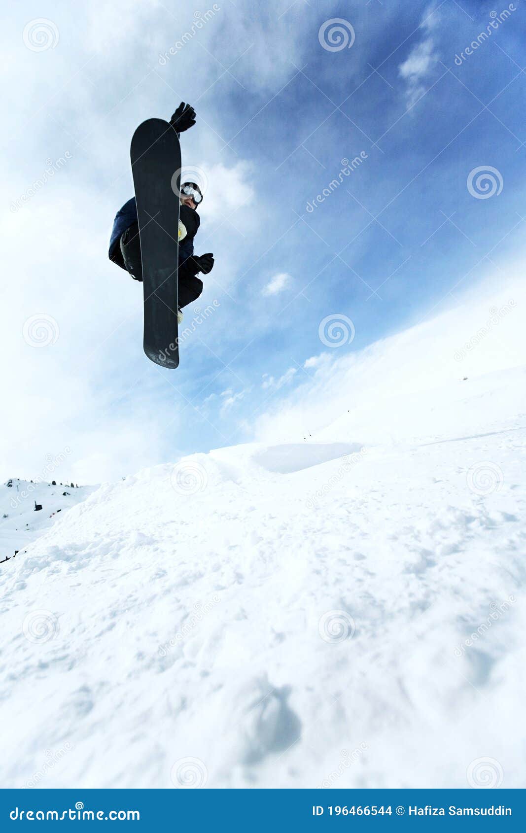 Male Snowboarder in Air. Conceptual Image Stock Photo - Image of ...