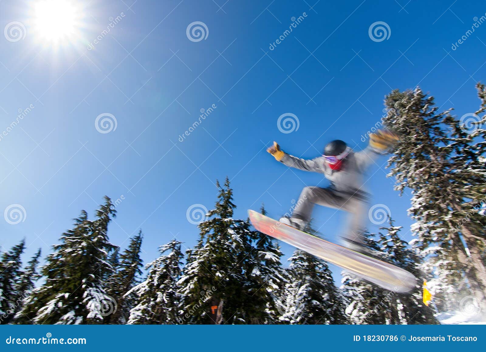 Male Snowboarder Catches Big Air. Stock Photo - Image of nature, season ...
