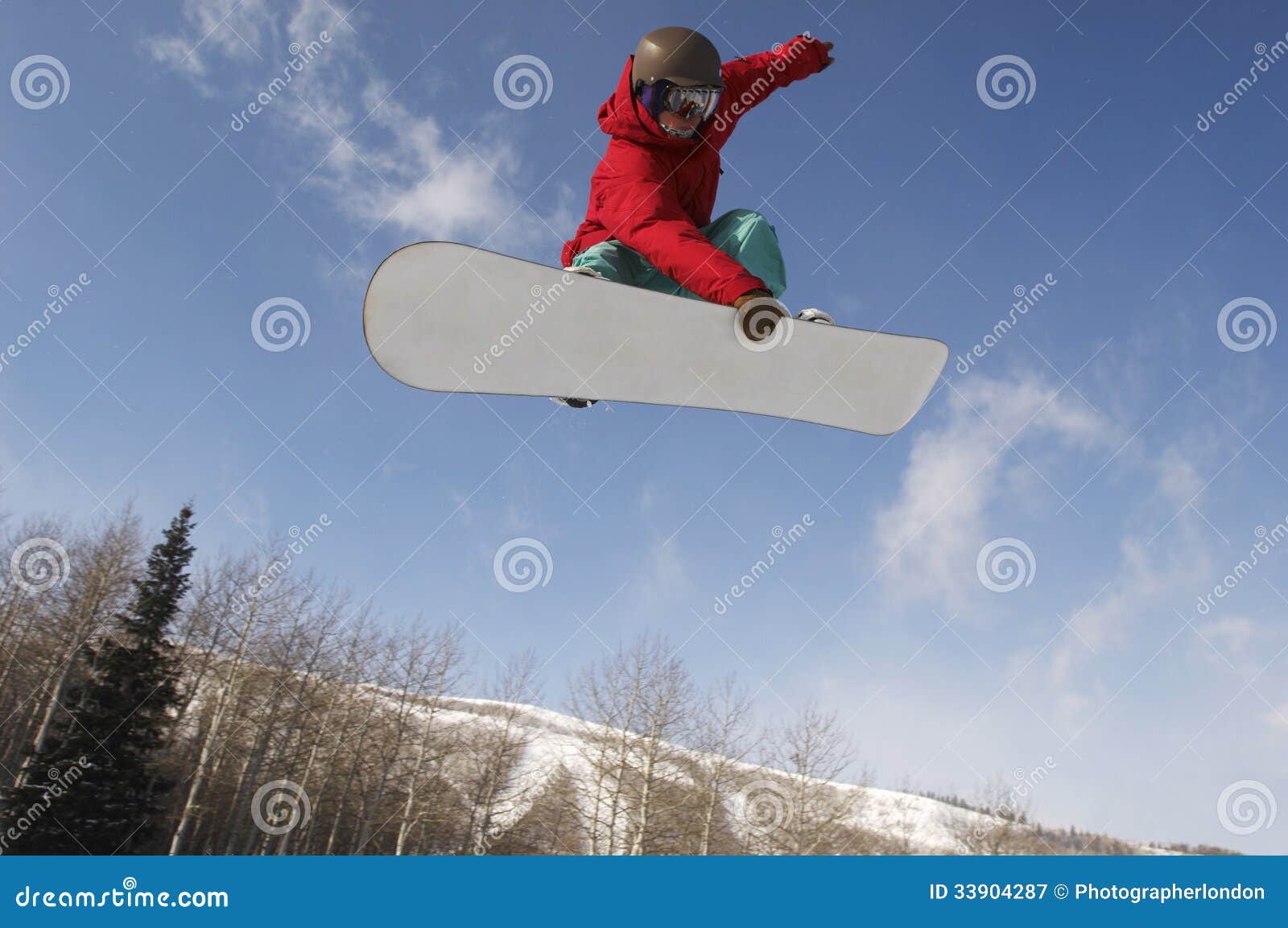 Male Snowboarder Jumping Against Sky Stock Image - Image of healthy ...