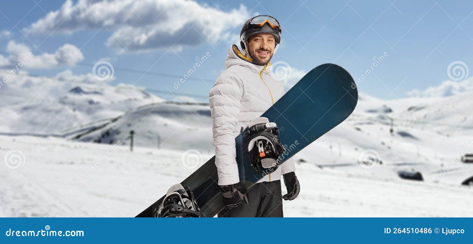 Male Snowboarder Posing on a Mountain Stock Photo - Image of snow ...