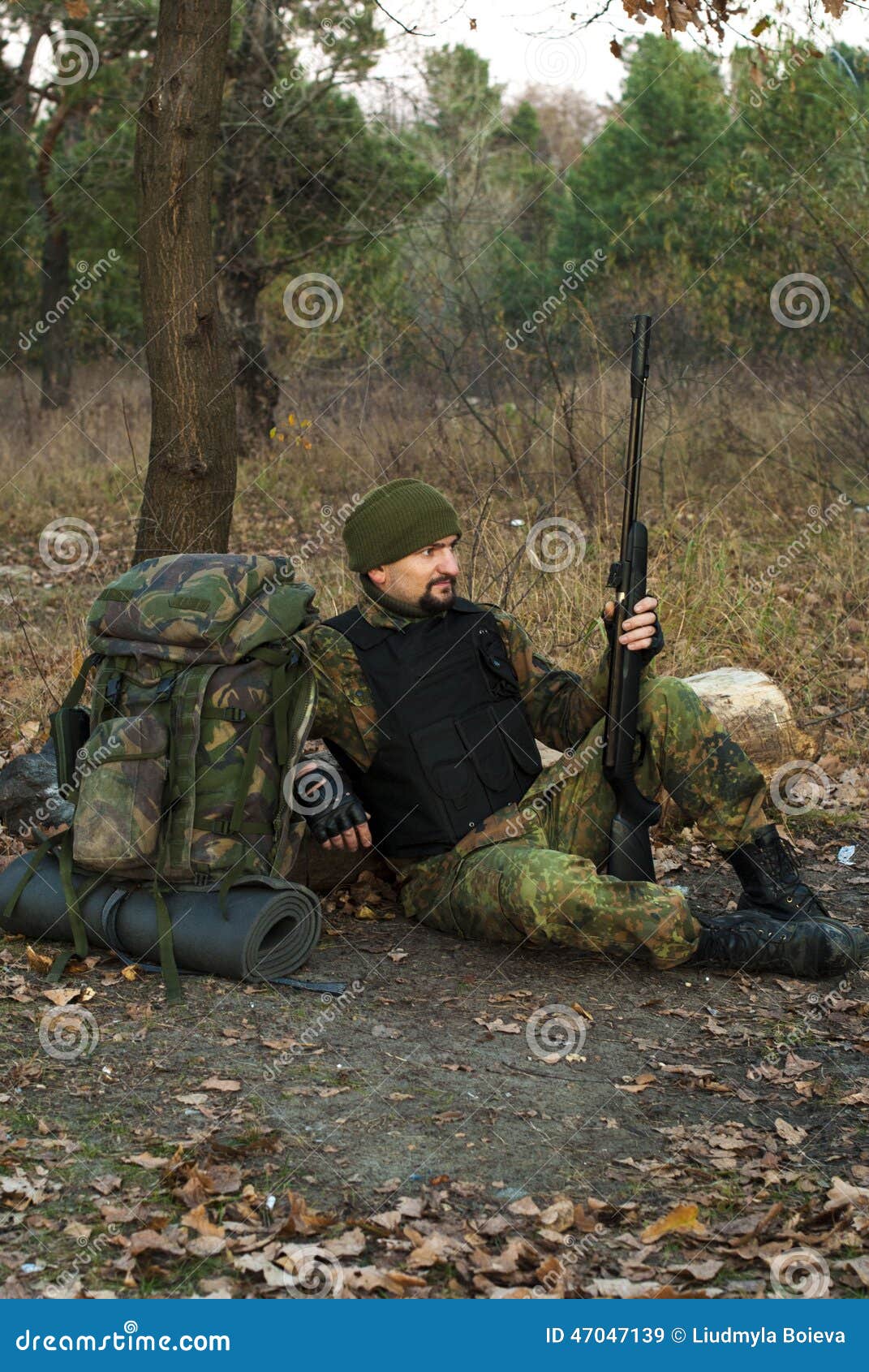 Male soldier with a rifle stock image. Image of agility - 47047139