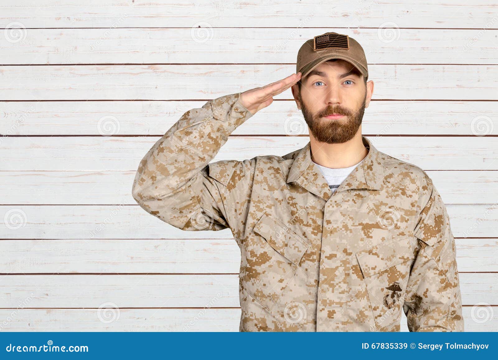 Male soldier saluting stock image. Image of forces, flag - 67835339