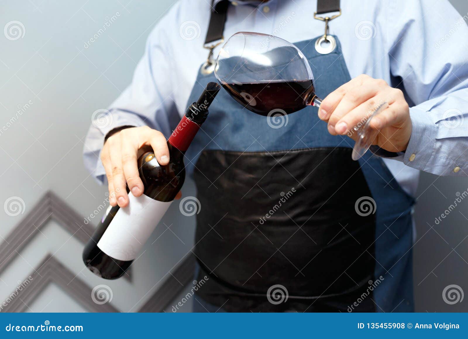 Male Sommelier is Checking and Testing Red Wine Stock Photo - Image of ...