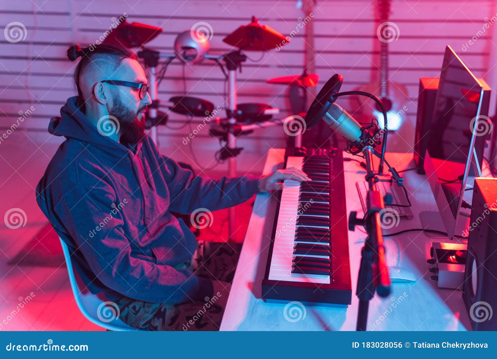 Male Sound Producer Working in Recording Studio. Stock Photo - Image of ...
