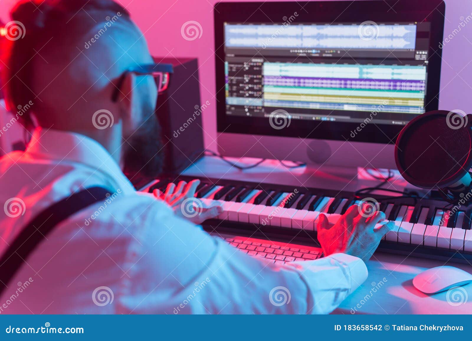 Male Sound Producer Working in Recording Studio. Stock Photo - Image of ...