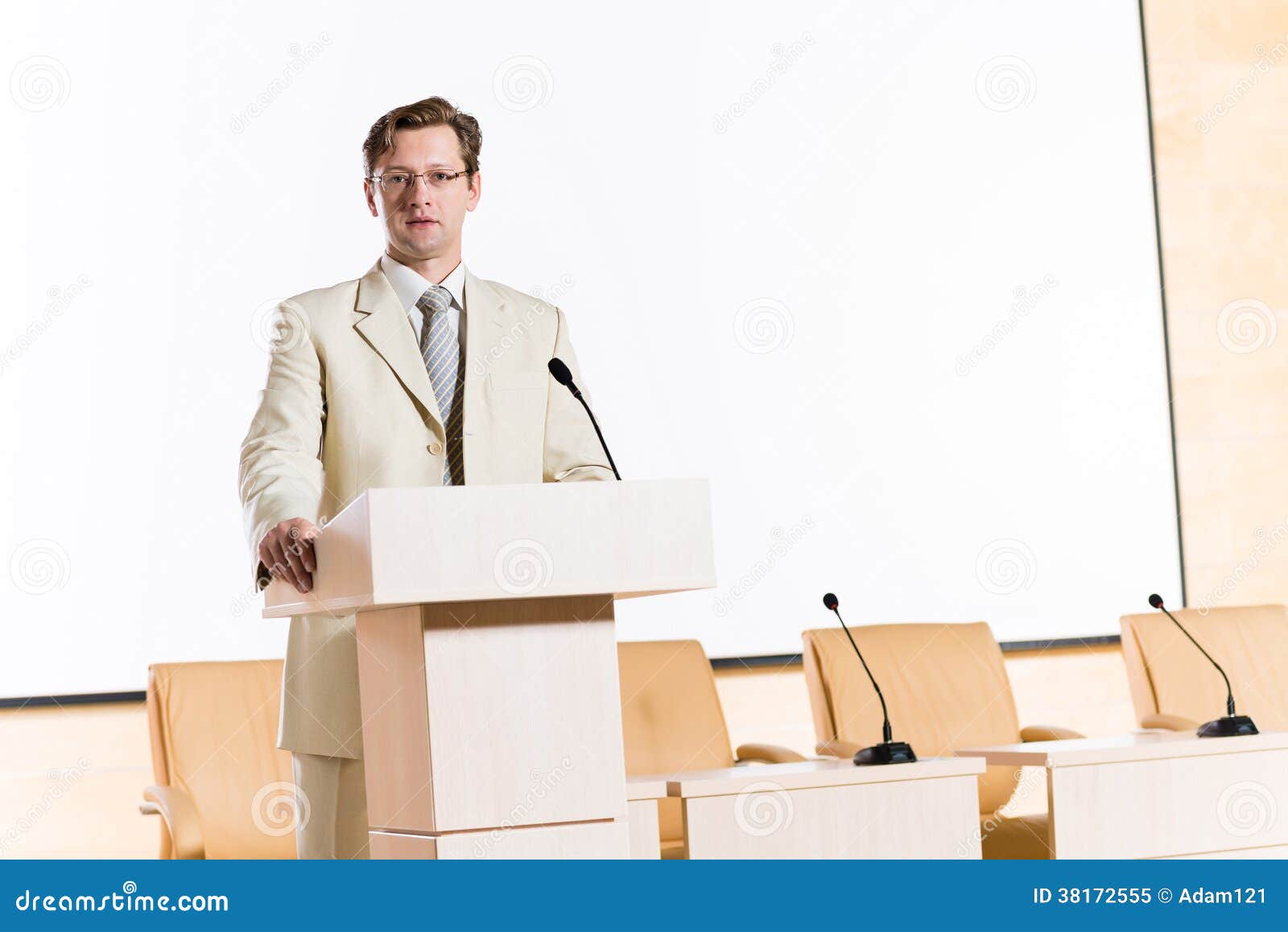 Male speaker stock image. Image of adult, board, hall - 38172555