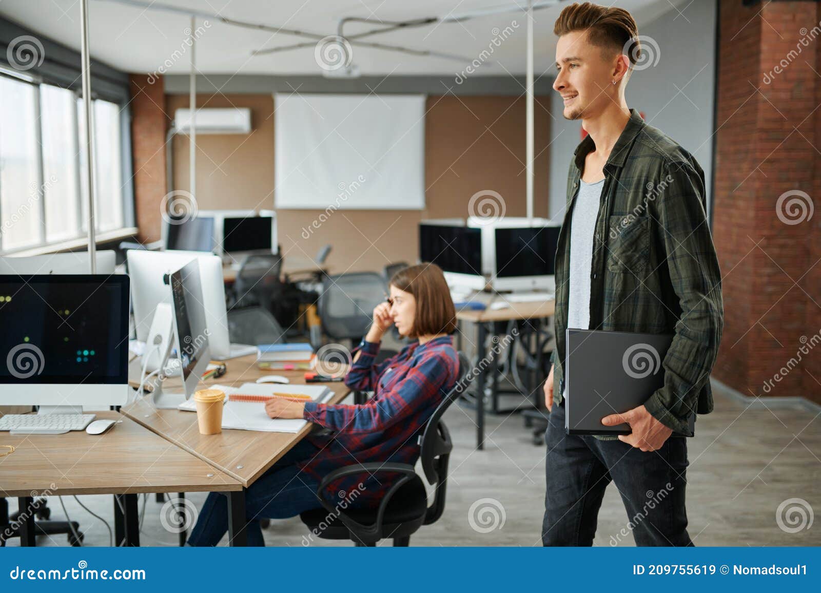 Male it Specialist Holds Laptop in Office Stock Image - Image of ...