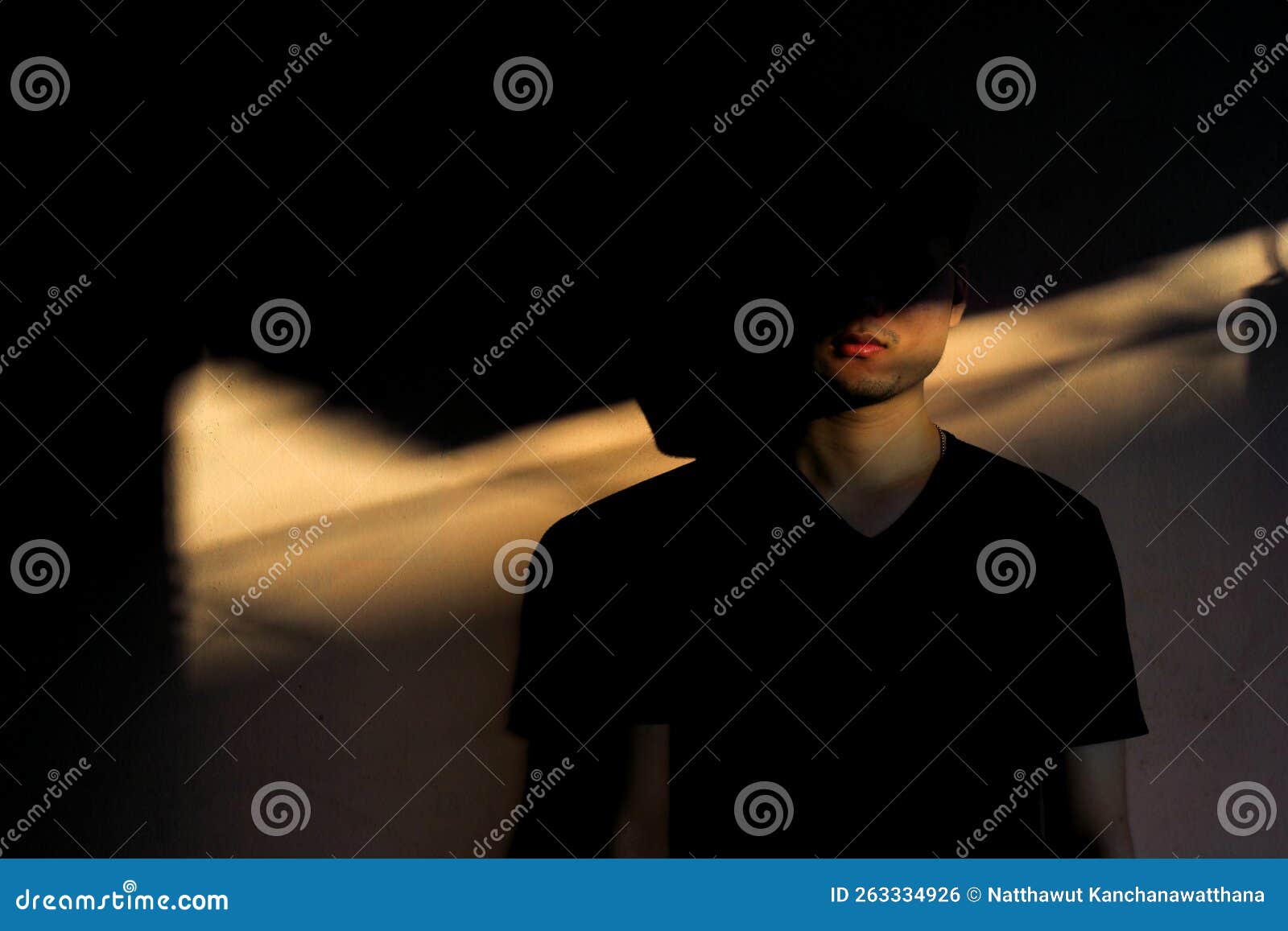 Portrait of Male Standing in the Shadow of Light. Stock Photo - Image ...