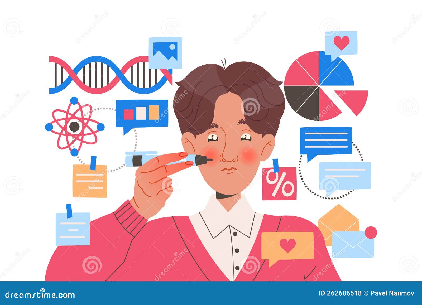 Male Student Character Learning Multitasking Switching between ...