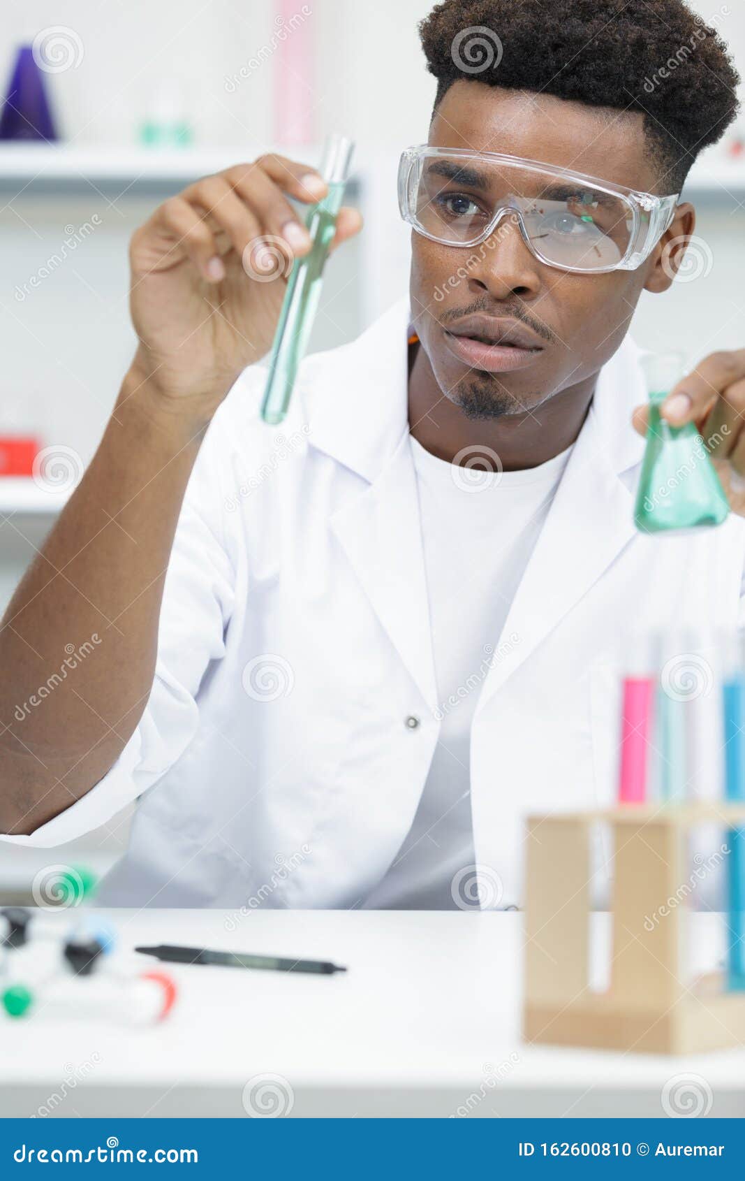 Male Student Chemistry Working in Laboratory Stock Photo - Image of ...