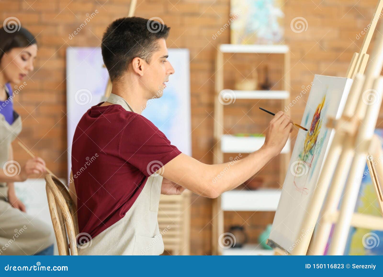 Male Student during during Classes in School of Painters Stock Image ...