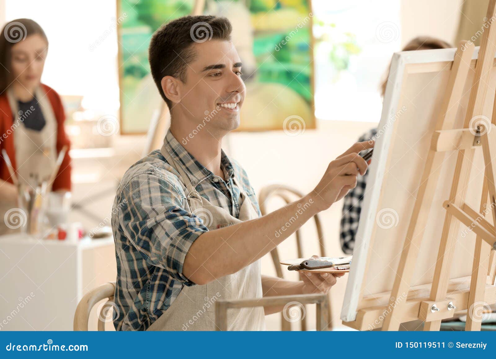 Male Student during during Classes in School of Painters Stock Image ...