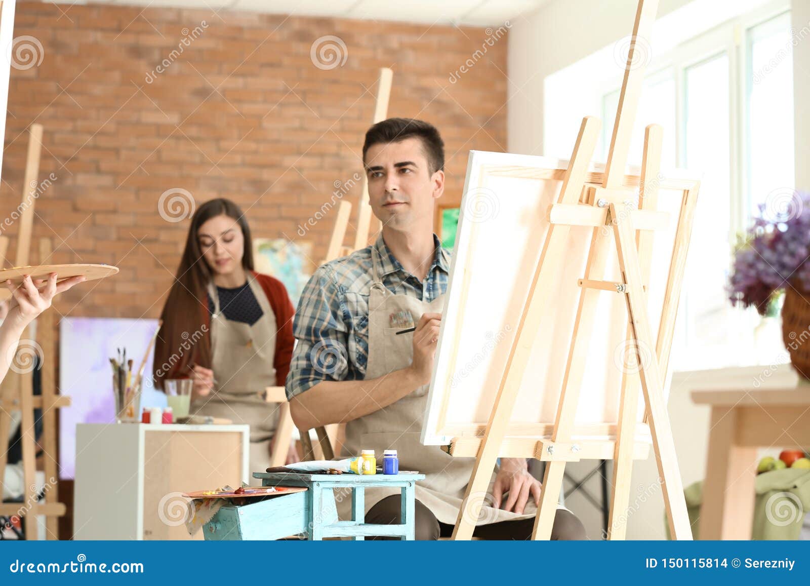 Male Student during during Classes in School of Painters Stock Photo ...