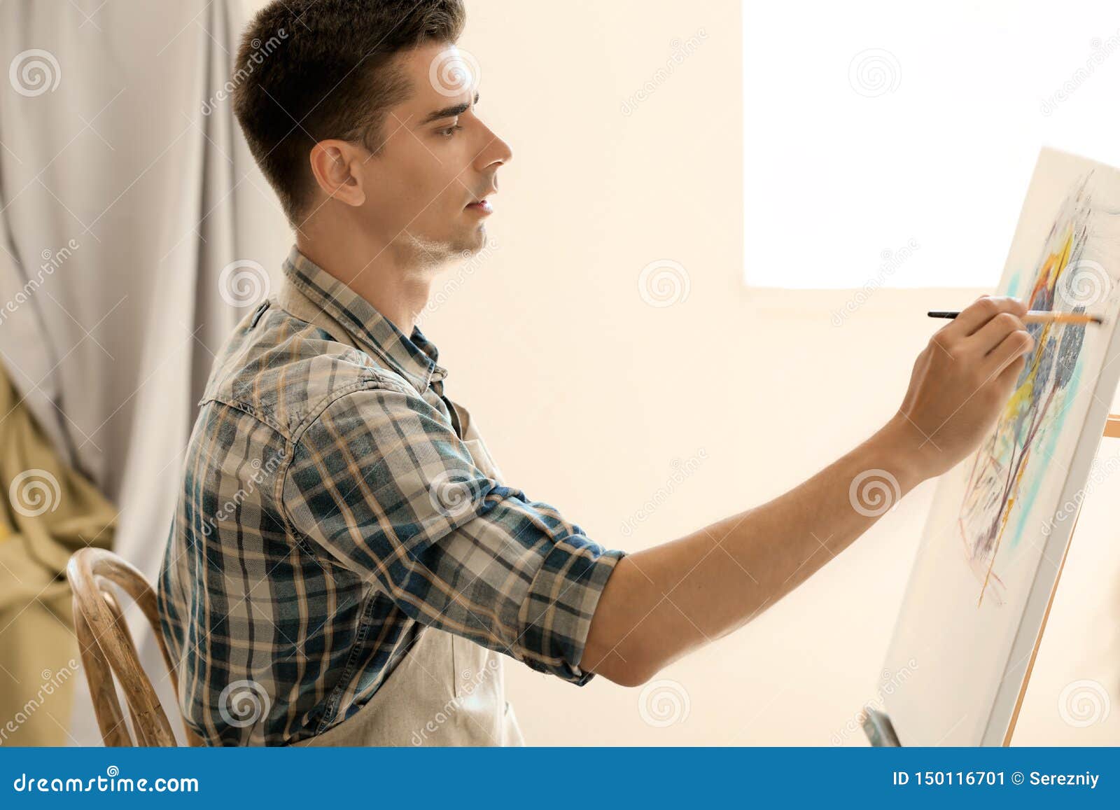 Male Student during during Classes in School of Painters Stock Image ...