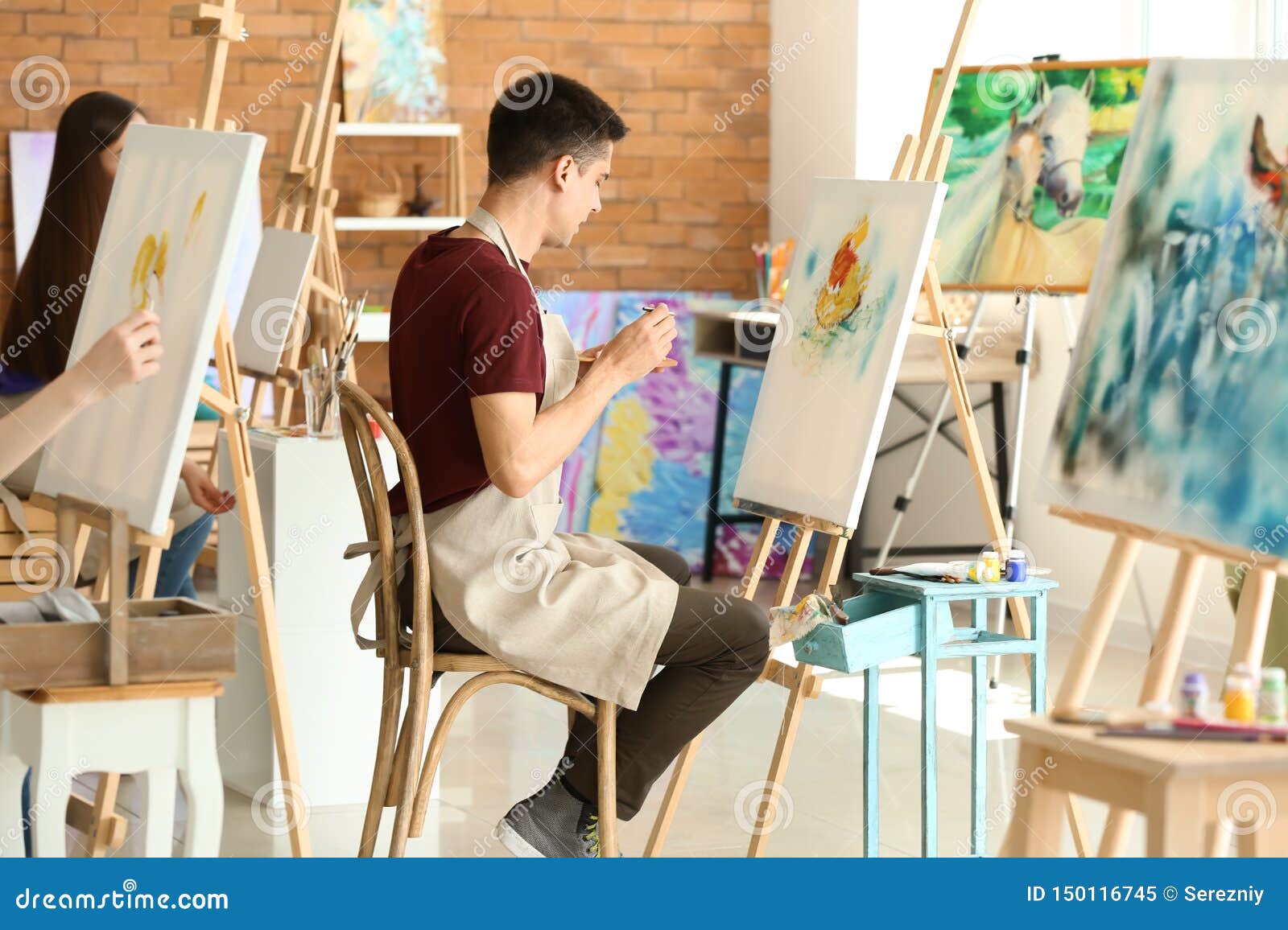 Male Student during during Classes in School of Painters Stock Image ...