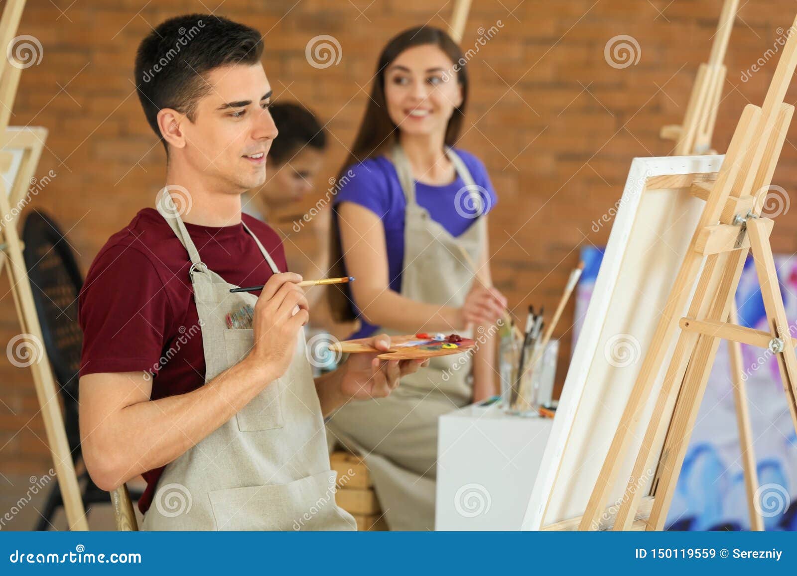 Male Student during during Classes in School of Painters Stock Image ...