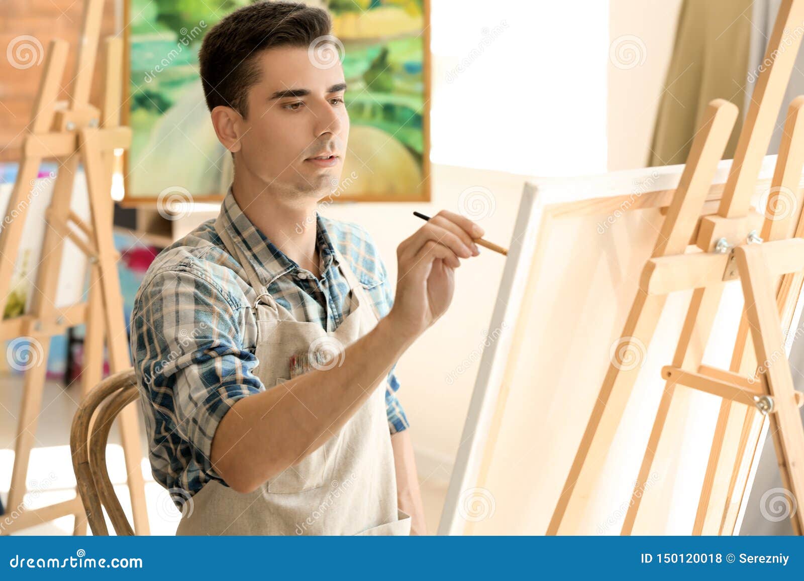 Male Student during during Classes in School of Painters Stock Photo ...