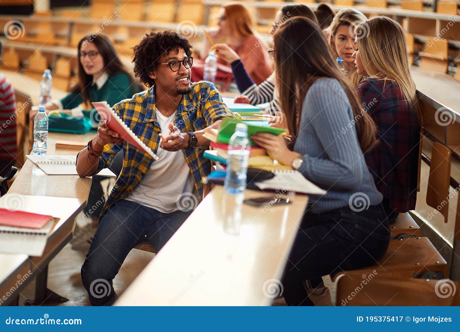 Male Student with Female in Amphitheater Stock Image - Image of lecture ...