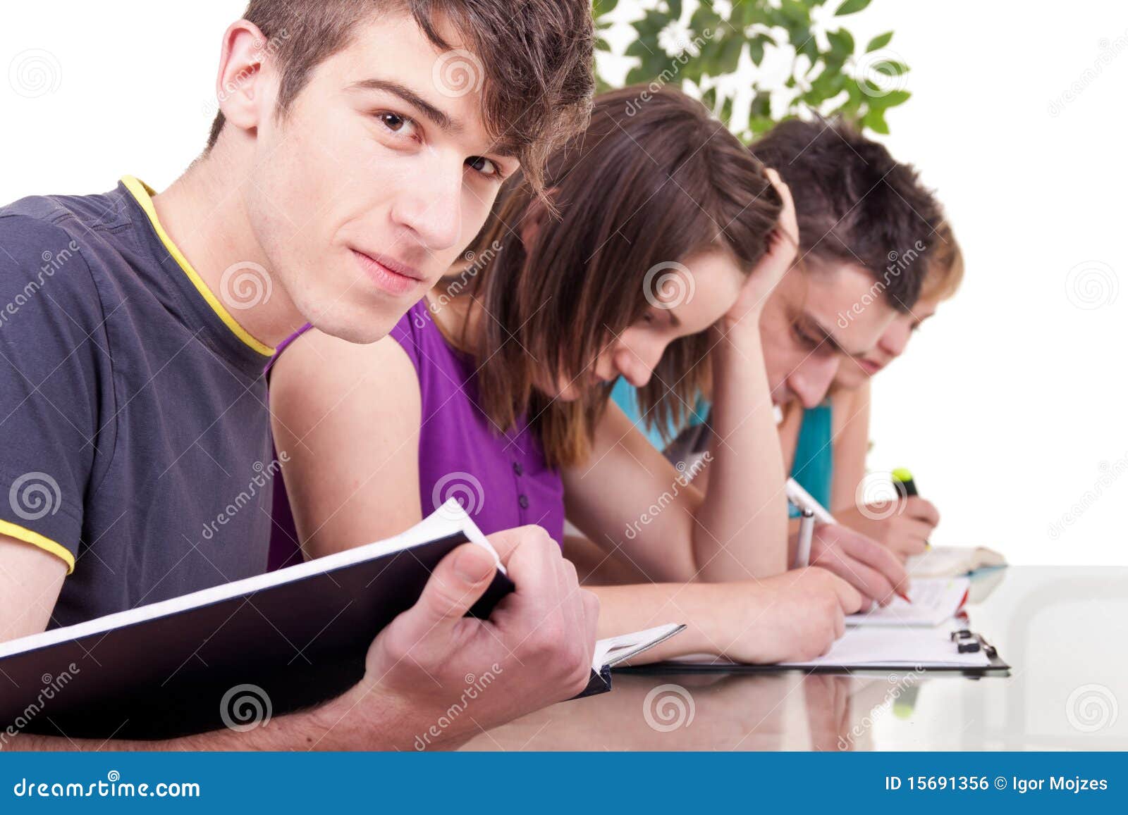 Male Student with His Classmates Stock Photo - Image of college ...