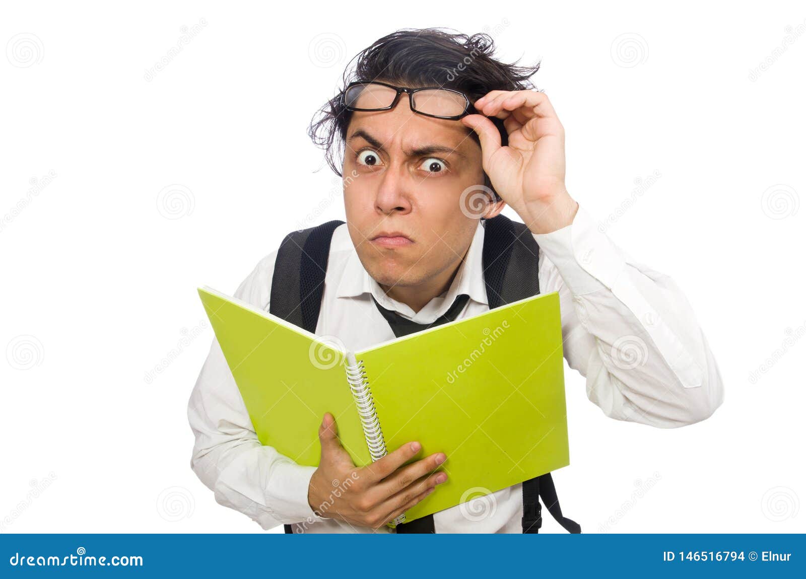 The Male Student Holding Notes Isolated on White Stock Photo - Image of ...