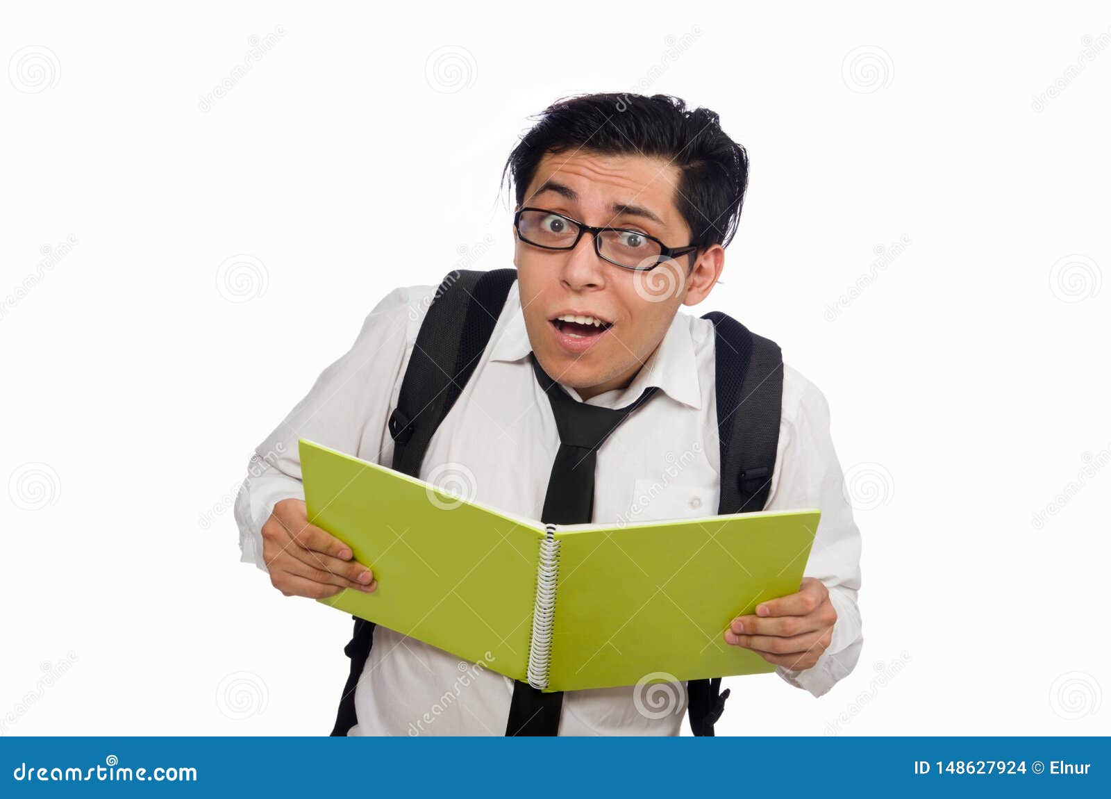 Male Student Holding Notes Isolated on White Stock Photo - Image of ...