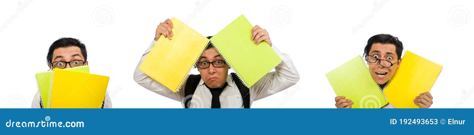 Male Student Holding Notes Isolated on White Stock Image - Image of ...