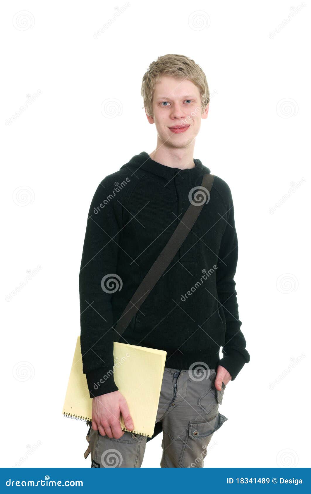 Male Student Holding Some Notebooks Stock Image - Image of young, learn ...