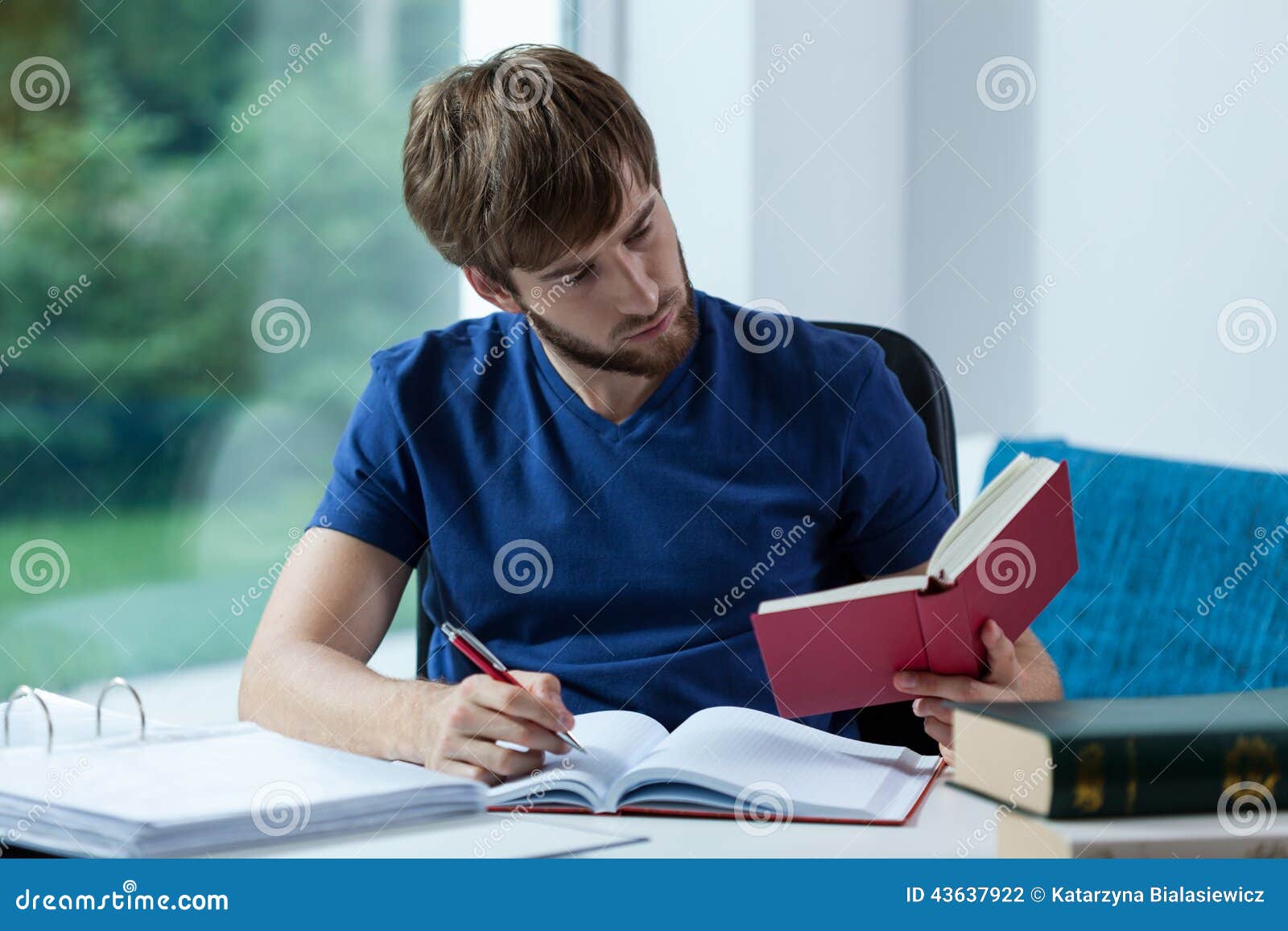 Male Student Learning for Exam Stock Photo - Image of color, learning ...